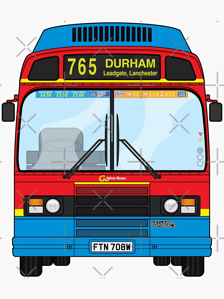 "Go Wear Buses Leyland National mk2 FTN708W Retro Illustration" Sticker ...