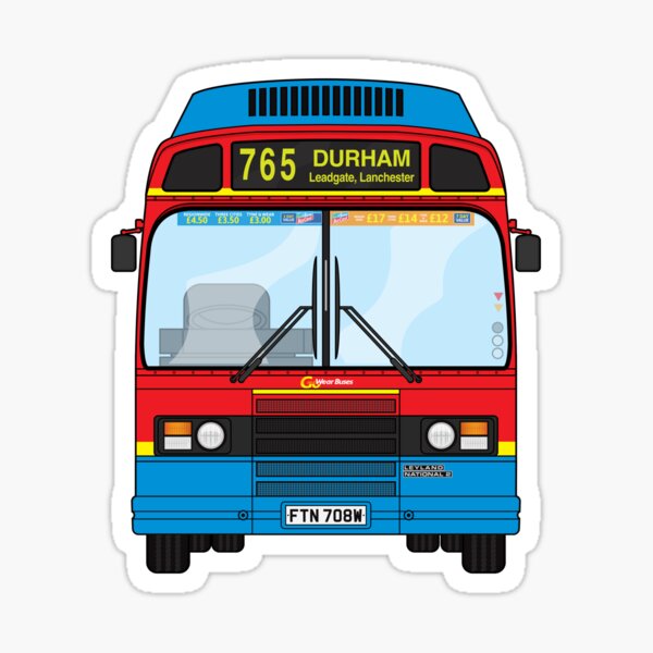 "Go Wear Buses Leyland National mk2 FTN708W Retro Illustration" Sticker ...