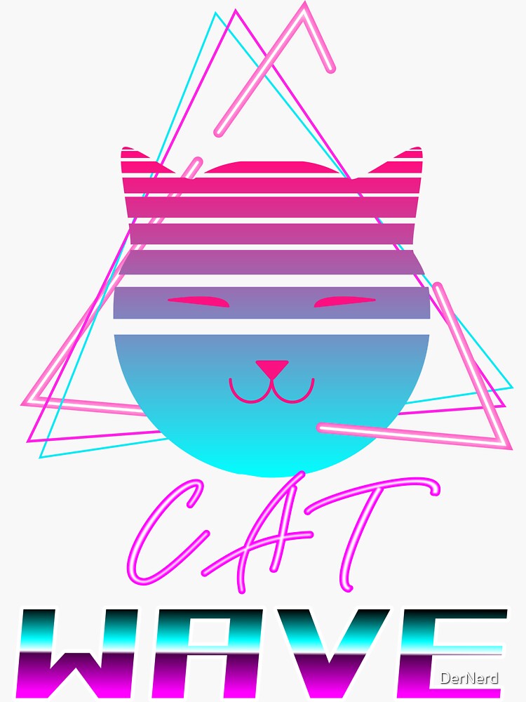 "Catwave cats synthwave retrowave vaporwave motif" Sticker by DerNerd ...