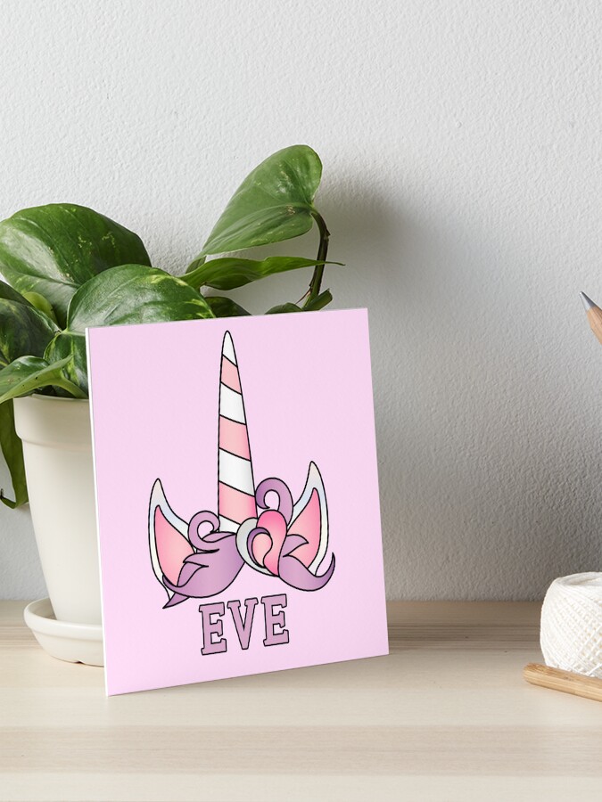 "Eve. Pink and purple unicorn with personalized Eve name" Art Board ...