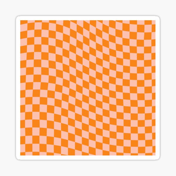 "Checkered Wavy Grid Pattern - Groovy Retro Pink & Orange Squares ...