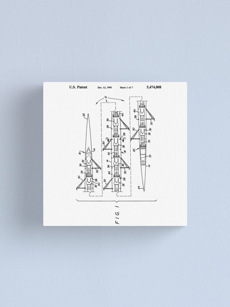 "8 Man Rowing Shell Scull Patent, boat art" Canvas Print for Sale by ...