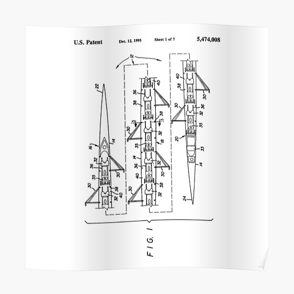 "8 Man Rowing Shell Scull Patent, boat art" Poster for Sale by anodyle ...