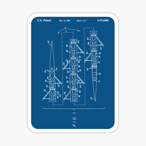 "8 Man Rowing Shell Scull Patent, boat art" Sticker by anodyle | Redbubble