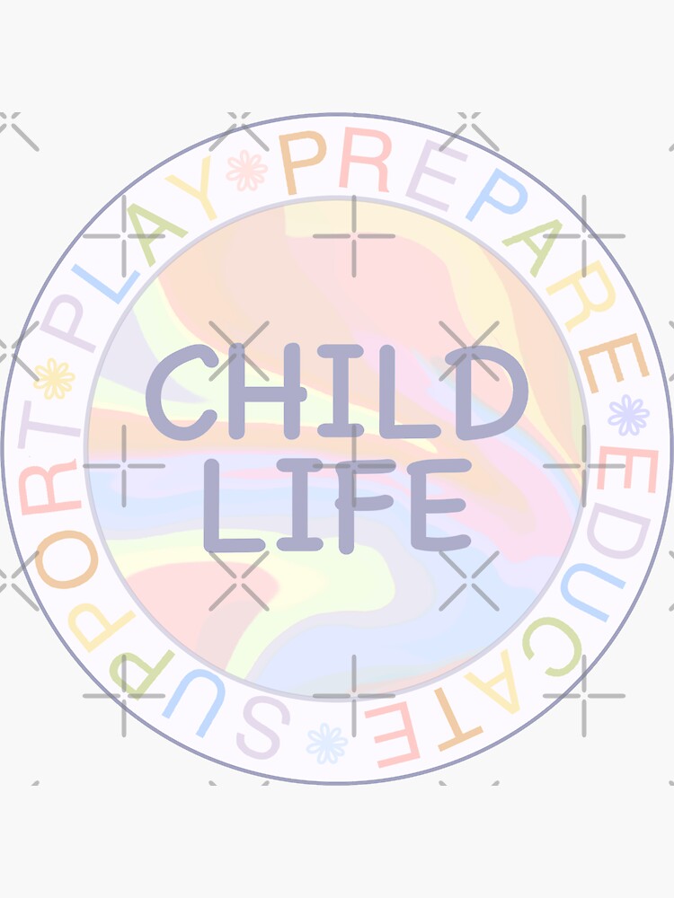 "CHILD LIFE - play prepare educate support pastel rainbow" Sticker by t ...