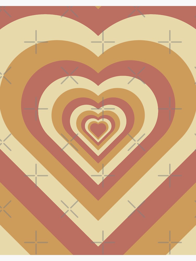 "70s Vintage Retro Aesthetic Hearts" Sticker by ind3finite | Redbubble