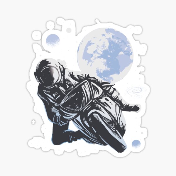 "Astronaut races through space on a motorcycle" Sticker for Sale by ...