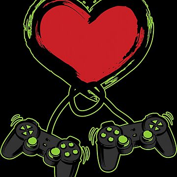 "video gamer heart controller valentines day kids boys" Sticker for ...
