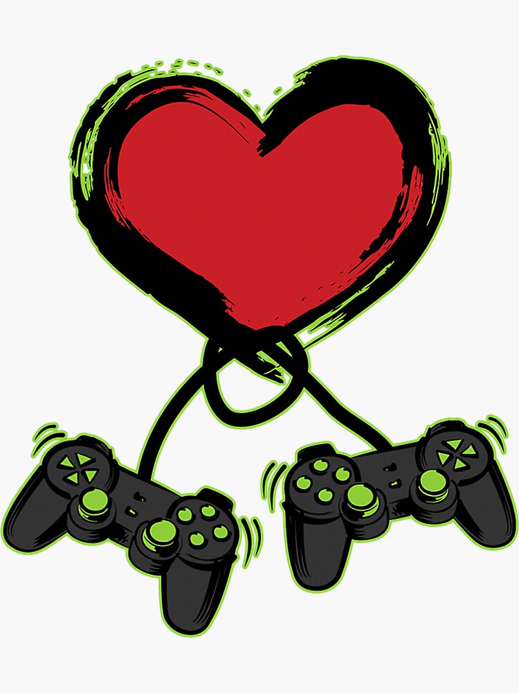 "video gamer heart controller valentines day kids boys" Sticker for ...