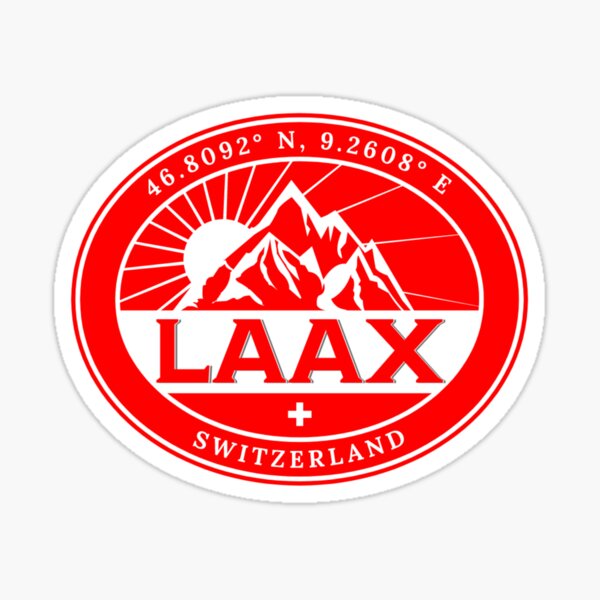 "Laax, Switzerland. Outdoor Seal with Coordinates & Swiss Flag" Sticker ...