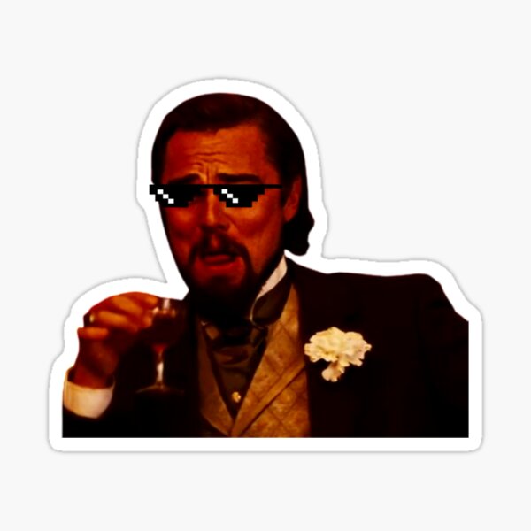 "Laughing Leonardo DiCaprio Meme " Sticker for Sale by TallysApparelss ...