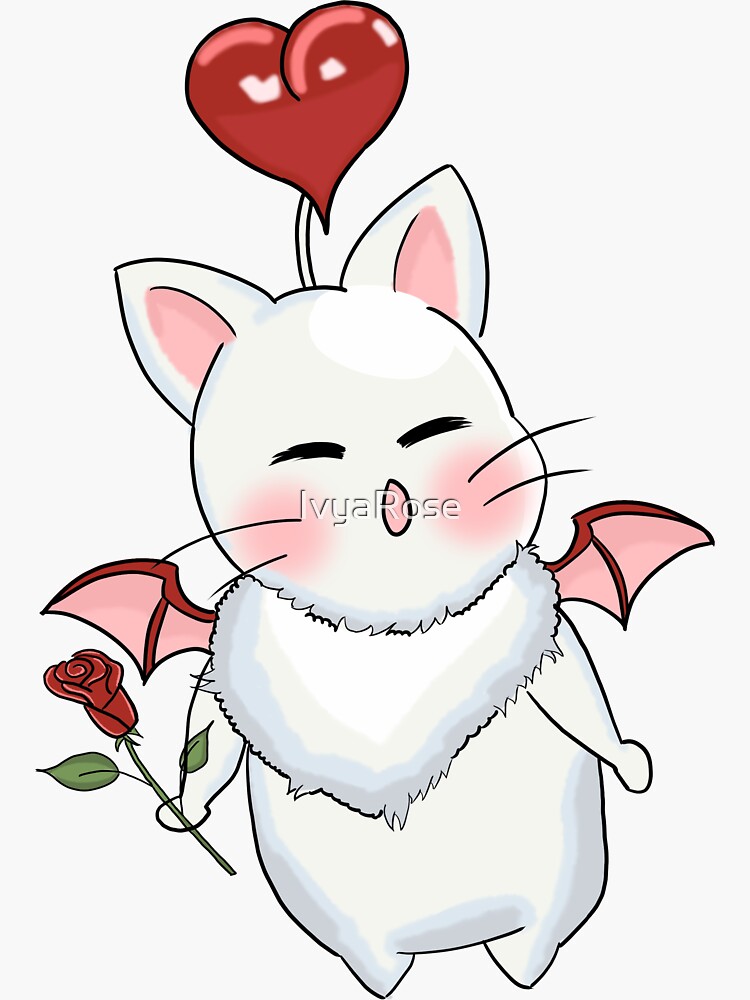 "Heart Moogle" Sticker by IvyaRose | Redbubble