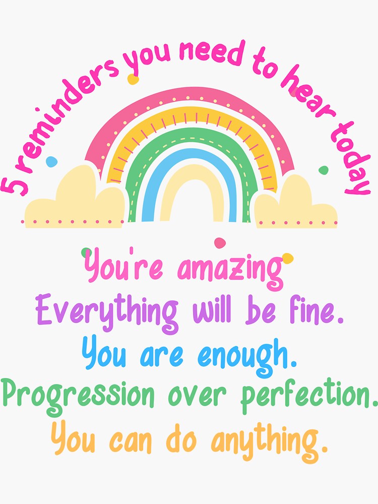 Pegatina «Lindas palabras inspiradoras de colores del arco iris» de ...