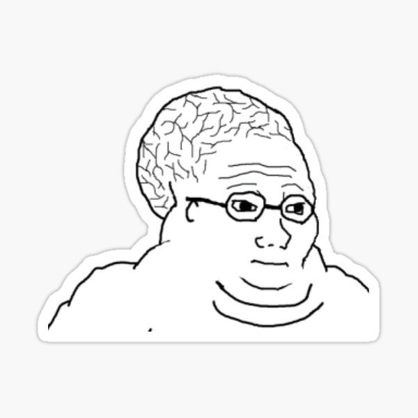 "Fat Brain Wojak" Sticker by Blipaty | Redbubble