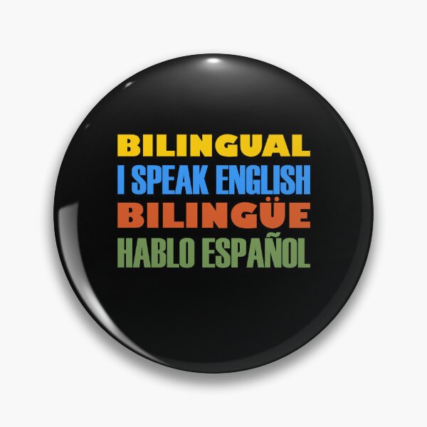 Chapa «Bilingüe, Hablo Inglés, Bilingüe, Hablo Español, Amarillo Azul ...