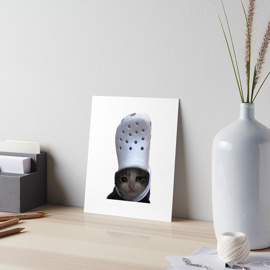 "Crying Cat Croc Meme " Poster for Sale by LuckyBoutique | Redbubble