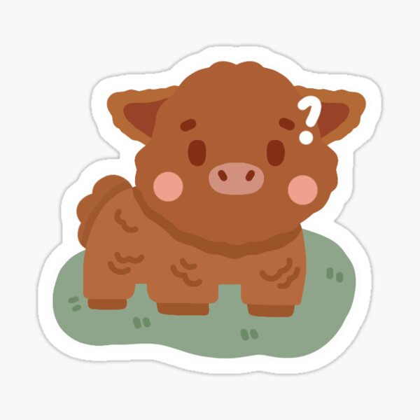 "Confused baby Highland Cow Sticker" Sticker by LazyPiglet | Redbubble