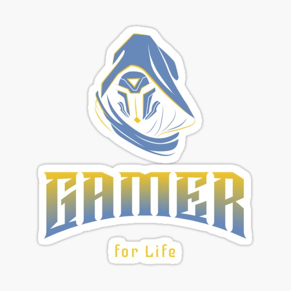 "Gamer for Life with Hooded Robot Warrior" Sticker for Sale by ...
