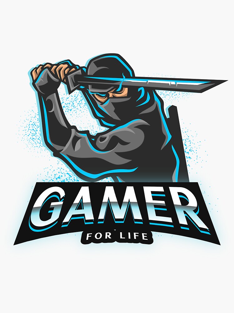 "Gamer for Life with Ninja holding a Sword" Sticker for Sale by ...