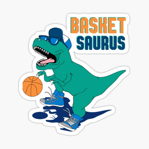 "Cool Basket Saurus " Sticker by SaturnWaveess | Redbubble