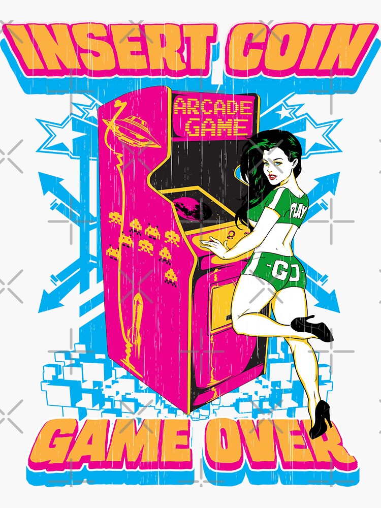 "Insert Coin Game Over Retro- mooniztar" Sticker by mooniztar | Redbubble