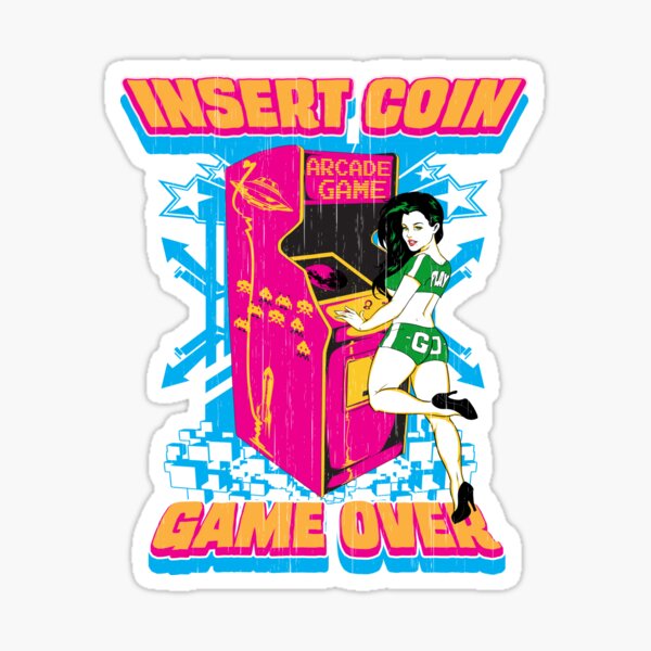 "Insert Coin Game Over Retro- mooniztar" Sticker by mooniztar | Redbubble
