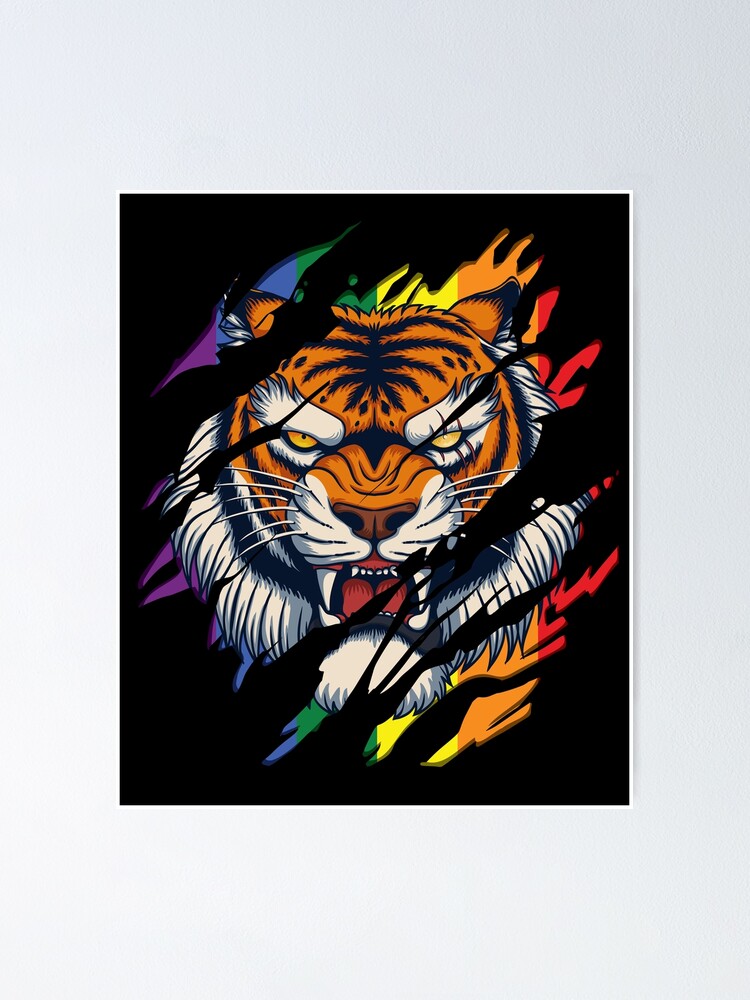 "Bengal Tiger LGBT Gay Pride Tiger Scratch Tear" Poster for Sale by ...