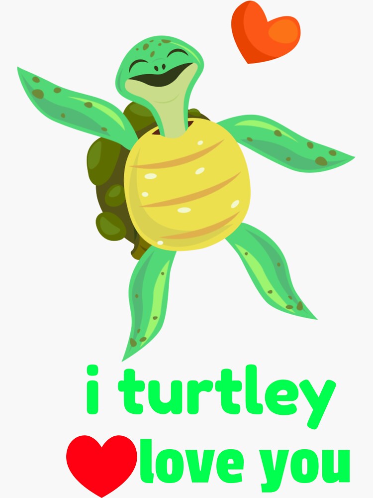 "i turtley love you-cute turtle" Sticker for Sale by ColoringHouse ...