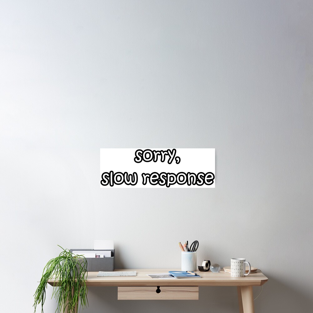 "SORRY SLOW RESPONSE" Poster for Sale by Kutamerta | Redbubble