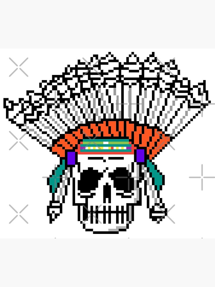 "Retro Native Indian - Pixel Art Skulls White" Art Print for Sale by ...