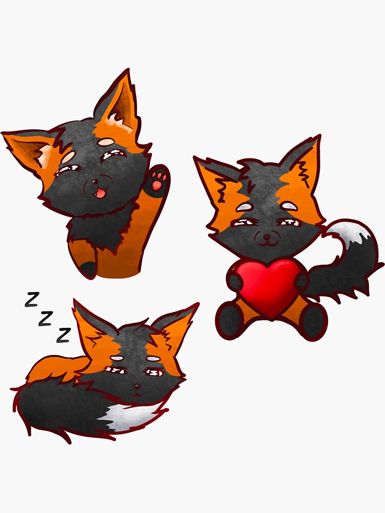 "Firefox emotes - fire red and black fox" Sticker for Sale by ...