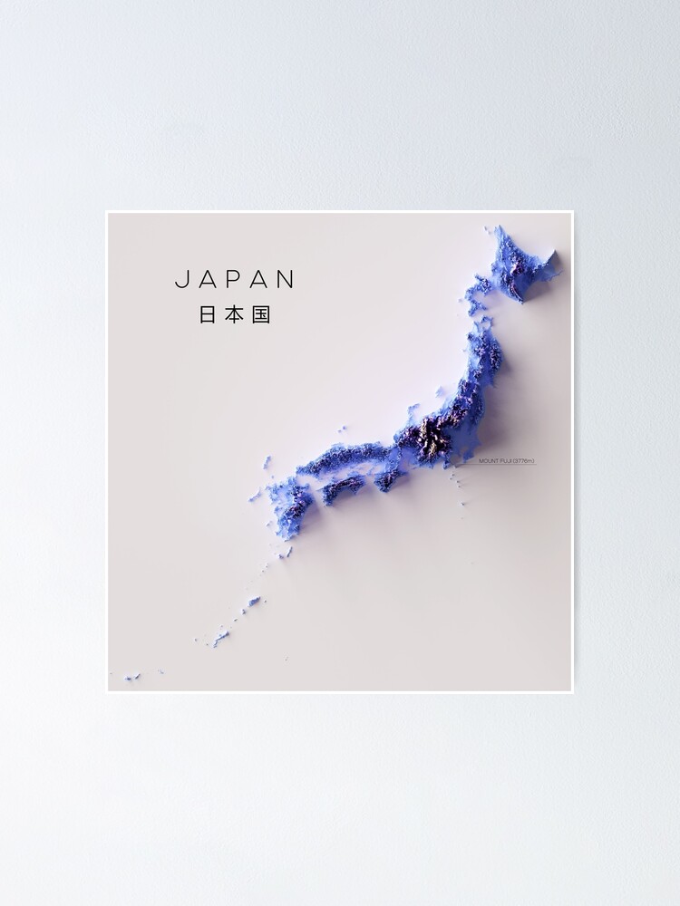 "Shaded relief map of Japan" Poster by joewdavies | Redbubble