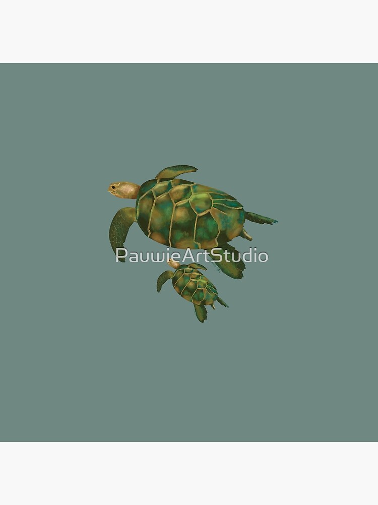 "magic turtle with his baby" Poster for Sale by PauwieArtStudio | Redbubble