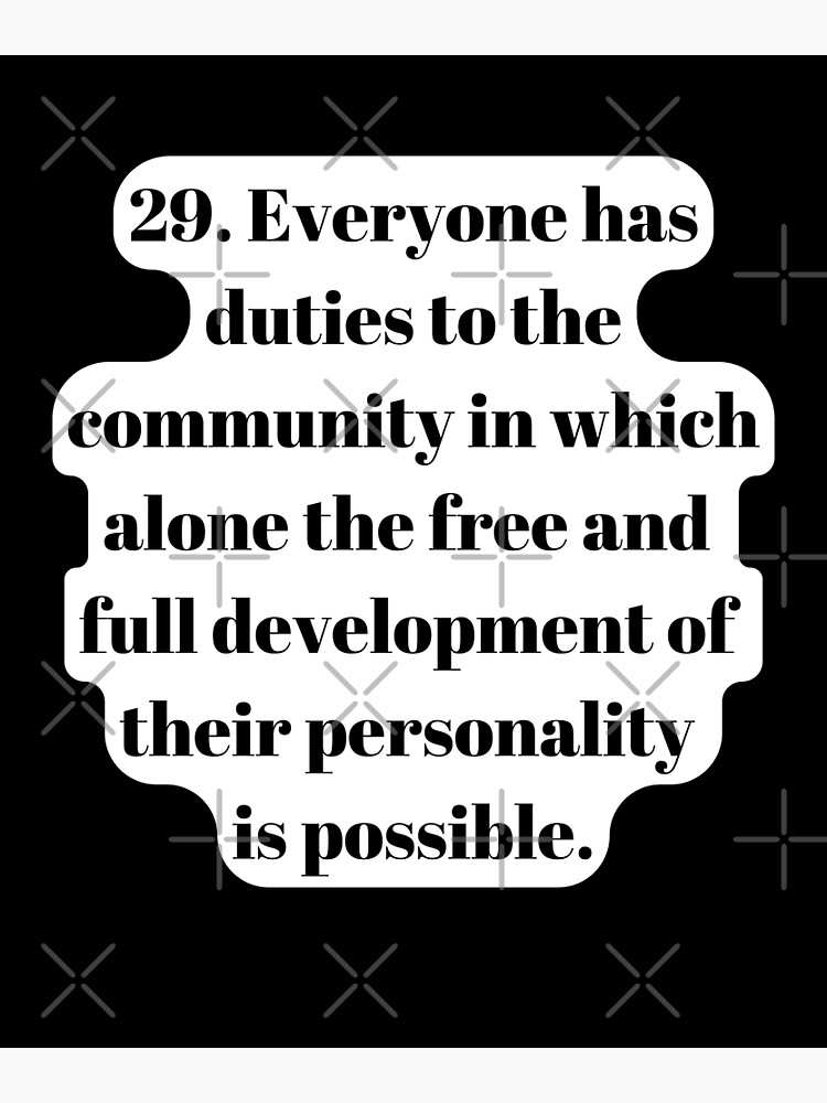 "Universal Declaration of Human Rights Article 29" Poster by Freihalt ...