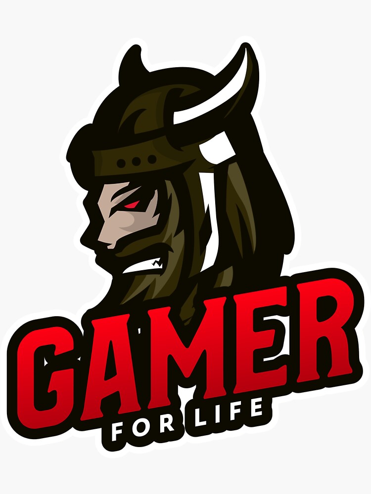 "Gamer for Life with Face of a Viking Warrior" Sticker by PRIVARSHU ...