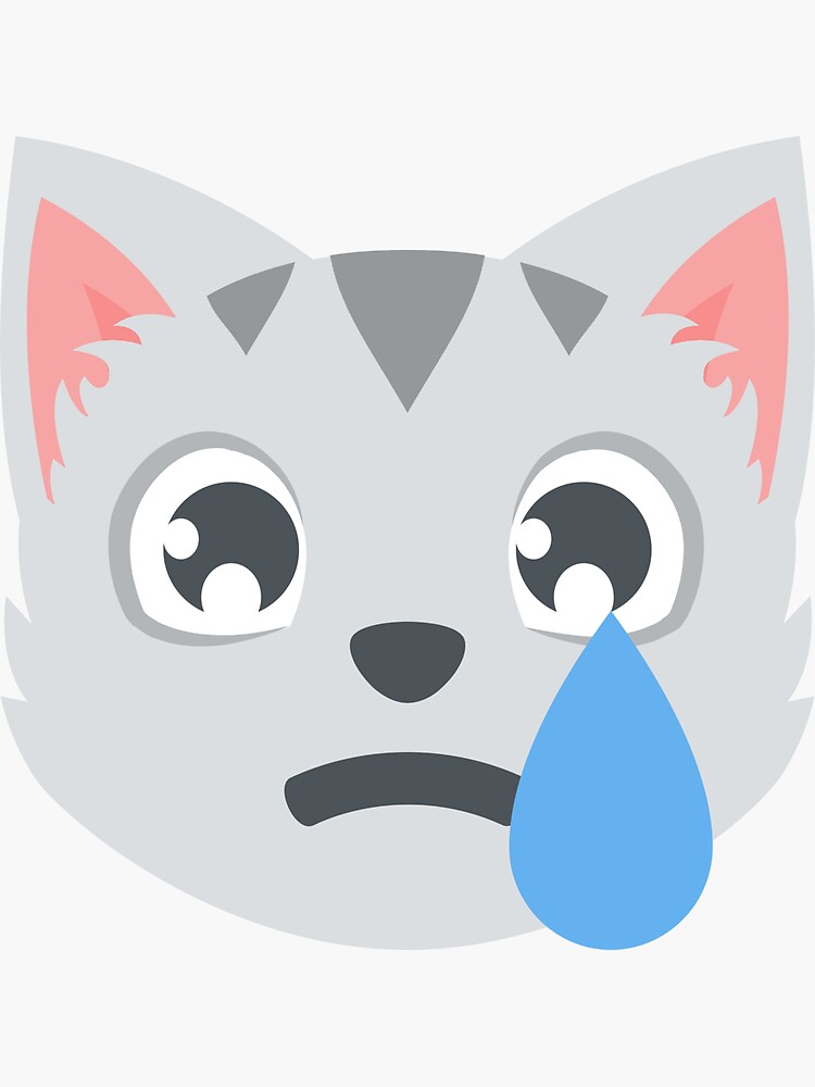 "Cry Crying Cat Feeling Bad Sad Face Emoticon" Sticker for Sale by ...