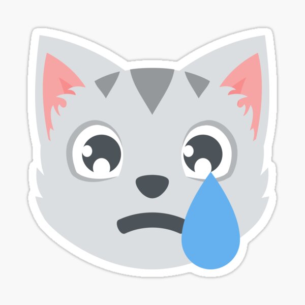 "Cry Crying Cat Feeling Bad Sad Face Emoticon" Sticker for Sale by ...