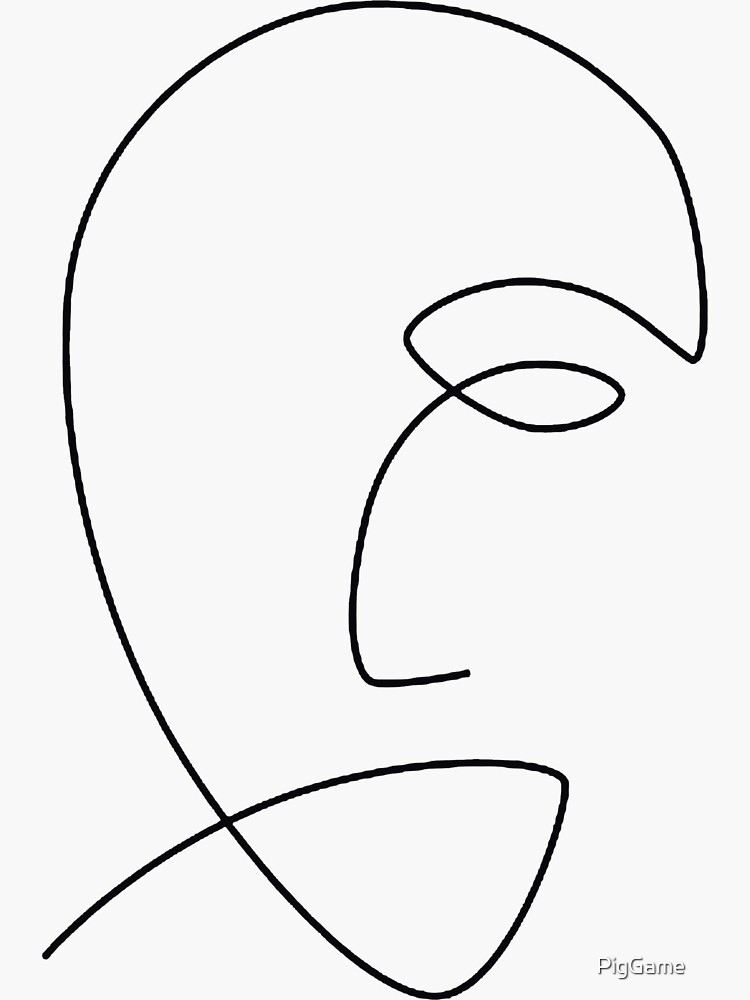 "Abstract Sad Face Drawing" Sticker by PigGame | Redbubble