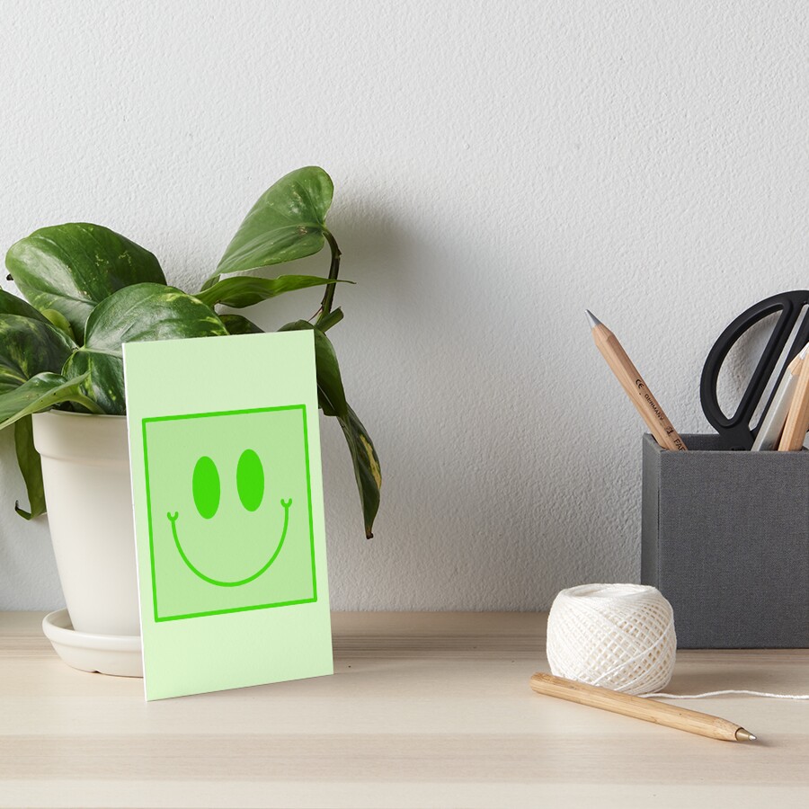 "Green Square Smiley Face" Art Board Print by EpicCreation | Redbubble