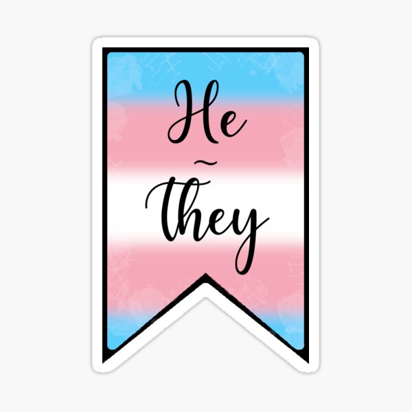 "He/They pronouns calligraphy banner" Sticker by snarkberry | Redbubble
