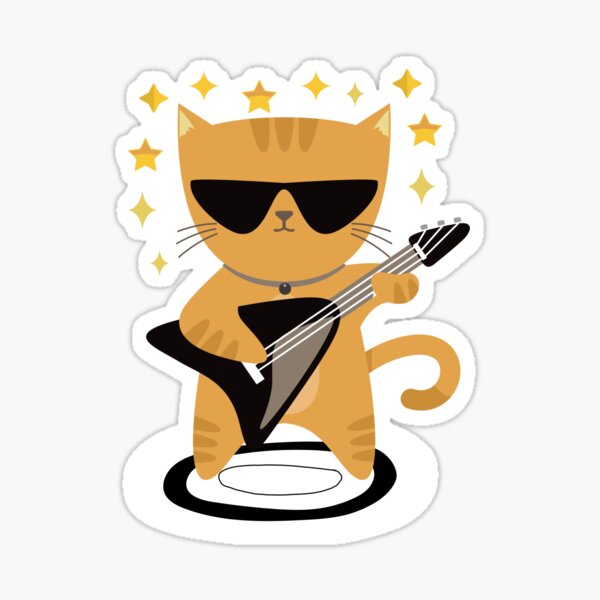 "Cat Playing Guitar" Sticker for Sale by Y-STUDIOS | Redbubble
