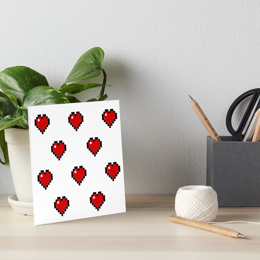 "Minecraft 10 pixel hearts mcyt" Art Board Print for Sale by ...