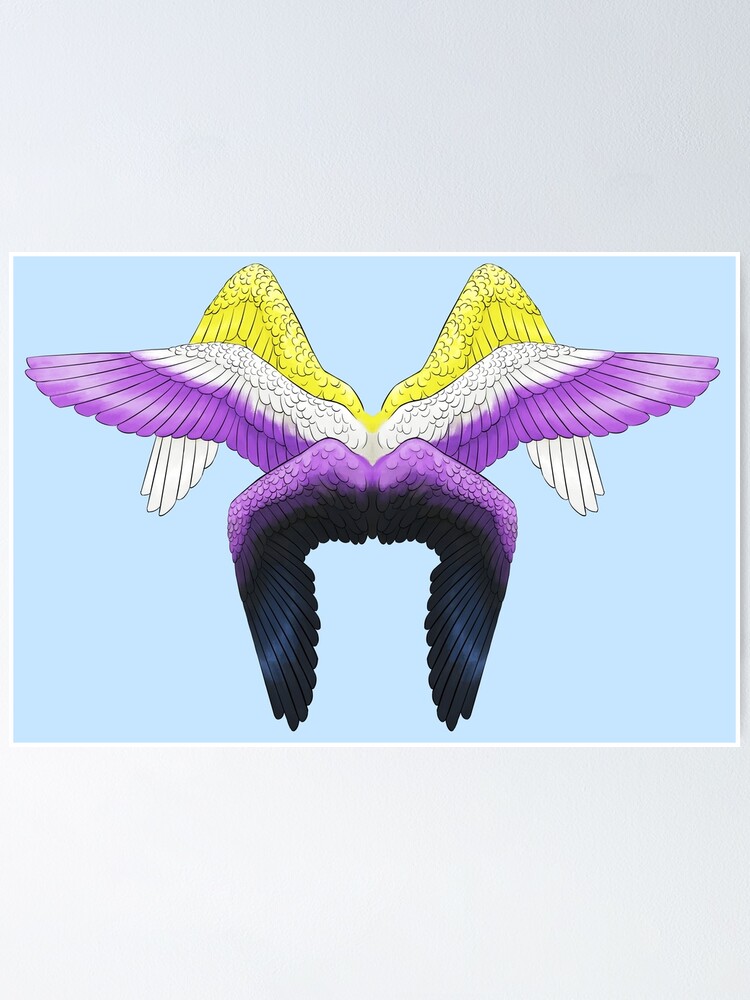 "Non-binary Pride Angel Wings" Poster for Sale by lassusconfusa | Redbubble