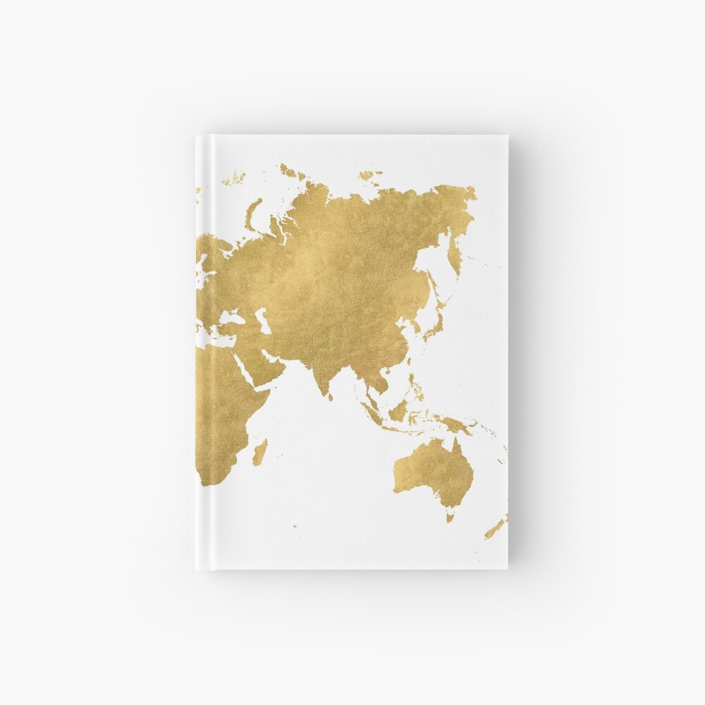 Cuaderno de tapa dura «Mapa del mundo de oro | Mapa del mundo elegante ...