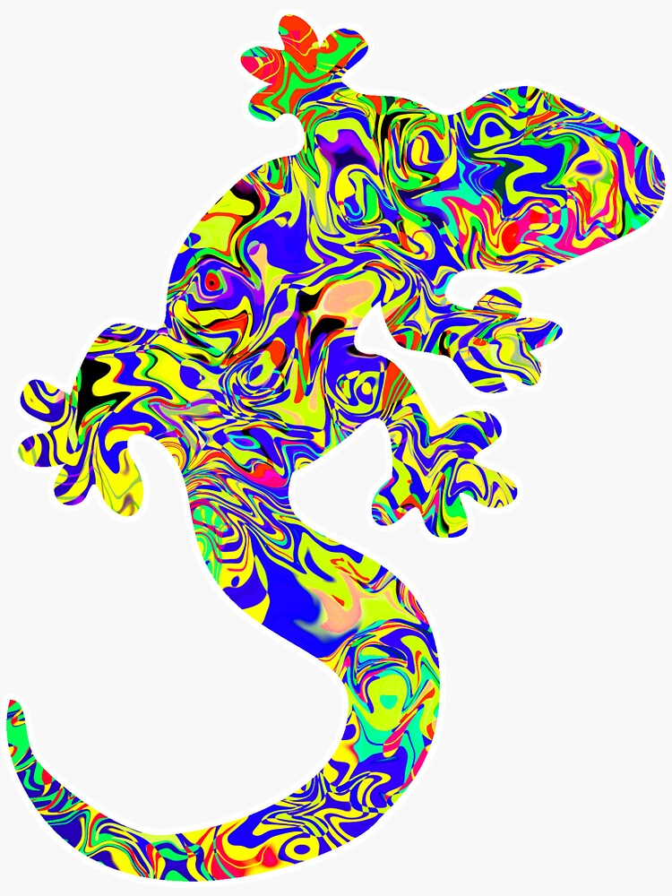 "Colorful Surreal Psychedelic Lizard King II" Sticker by simbamerch ...