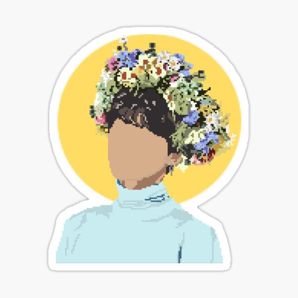 "BTS Suga Flower Crown" Sticker by hermanthedragon | Redbubble
