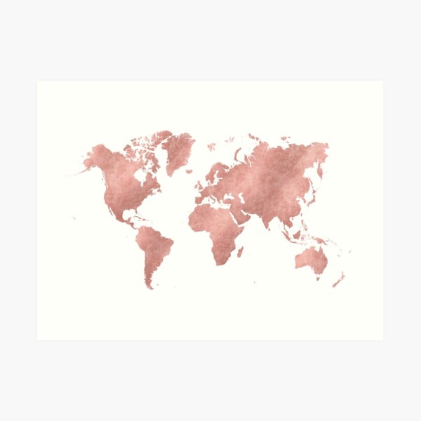 "World Map Rose Gold | Modern World map | Gold World map | Stylish ...