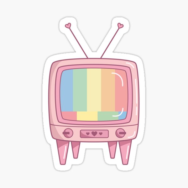 "Cute Vintage Pastel Pink TV" Sticker for Sale by TealTidesArt | Redbubble