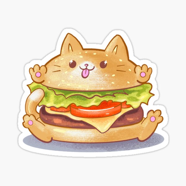 "Cat Burger // Kawaii Dessert Animals" Sticker by DoomDude | Redbubble