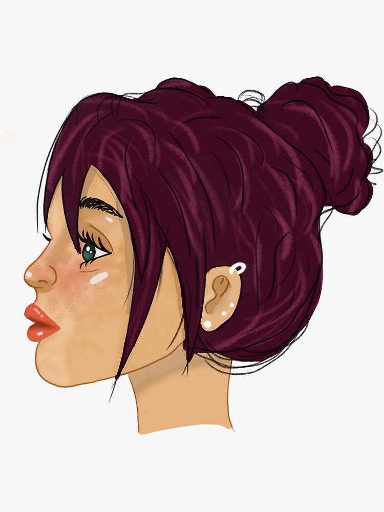 "Girl with a bun" Sticker by beeshopophobic | Redbubble